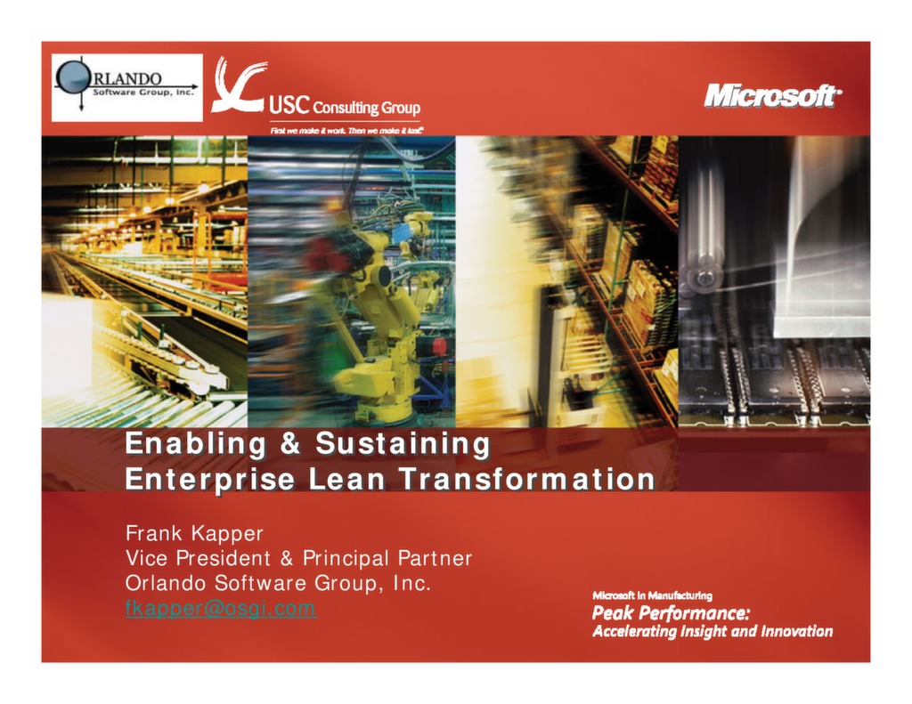 Enabling and Sustaining Enterprise Lean Transformation — ISSSP for Lean ...