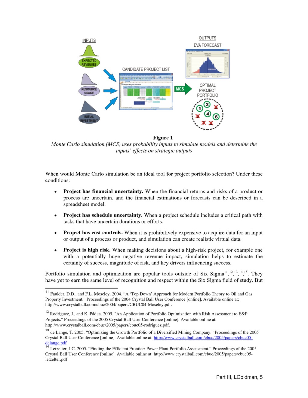 Selecting Project Portfolios Using Monte Carlo Simulation And