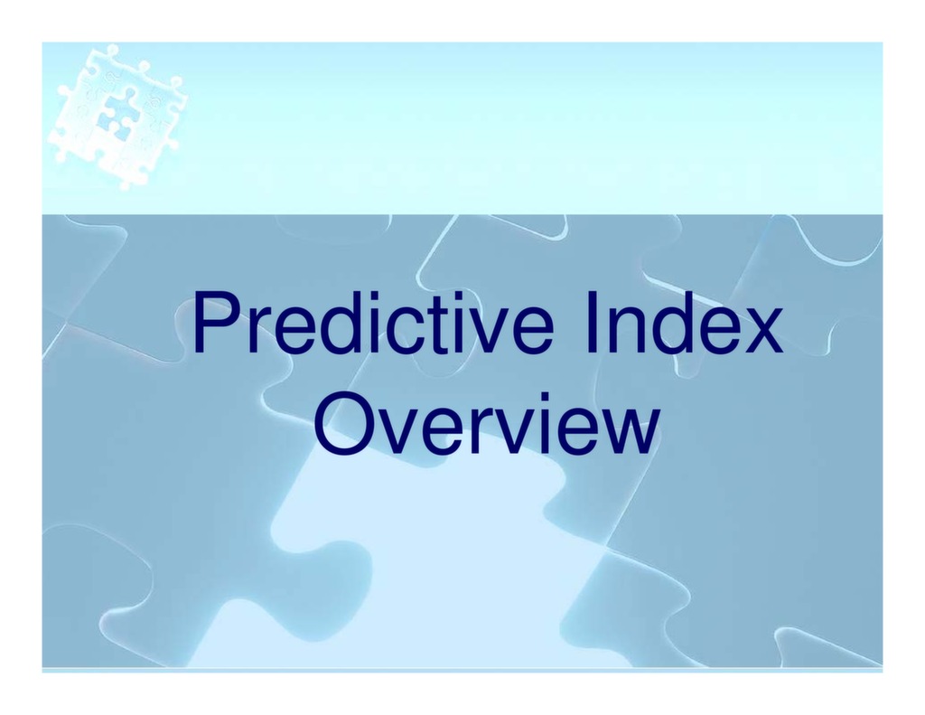 MBB Profiler and Predictive Index: Personality and the MBB — ISSSP for ...