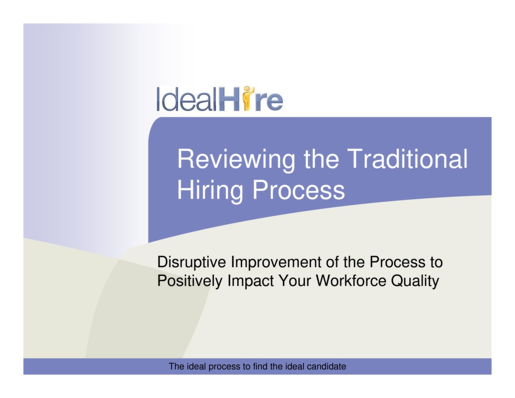 Reviewing the Traditional Hiring Process — ISSSP for Lean Six Sigma