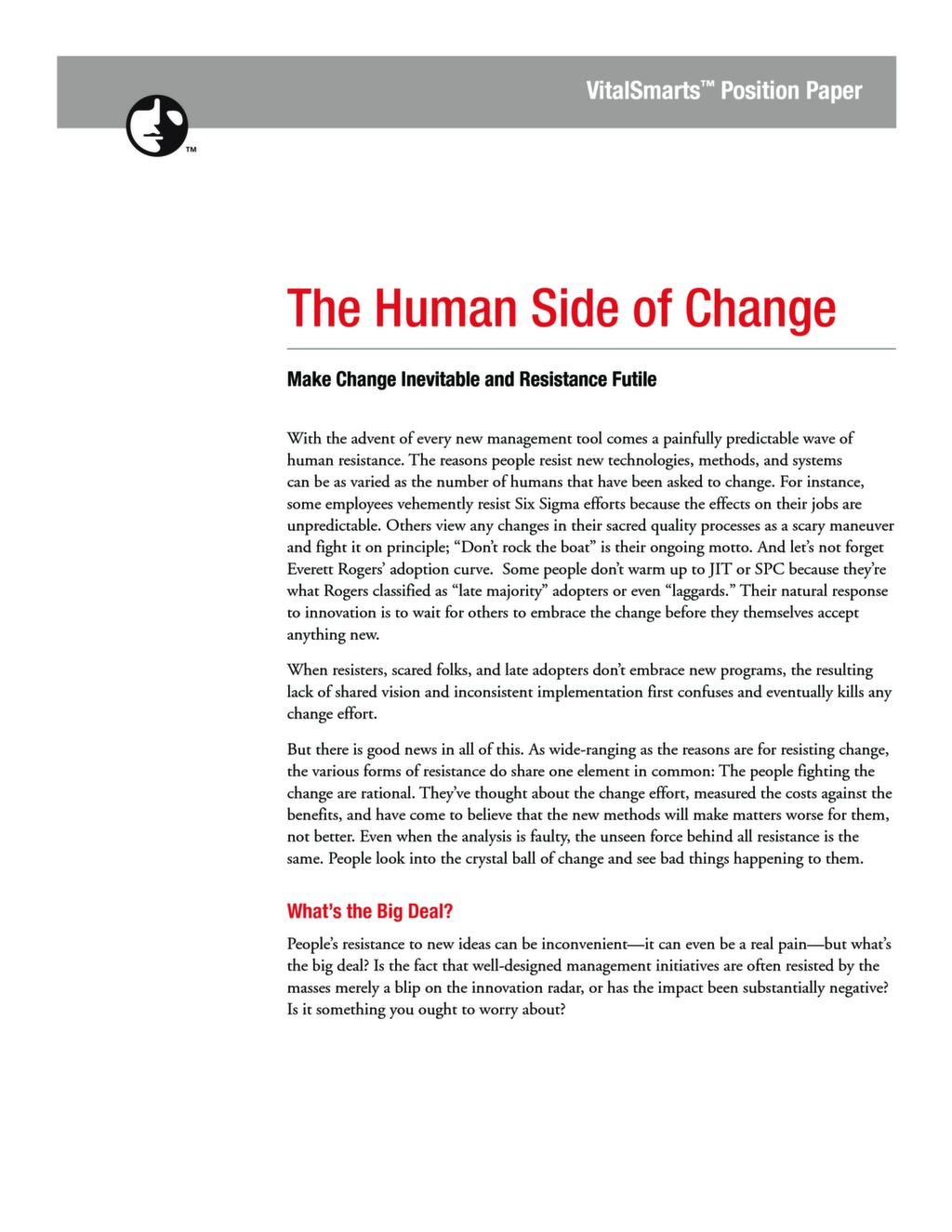 The Human Side of Change — ISSSP for Lean Six Sigma