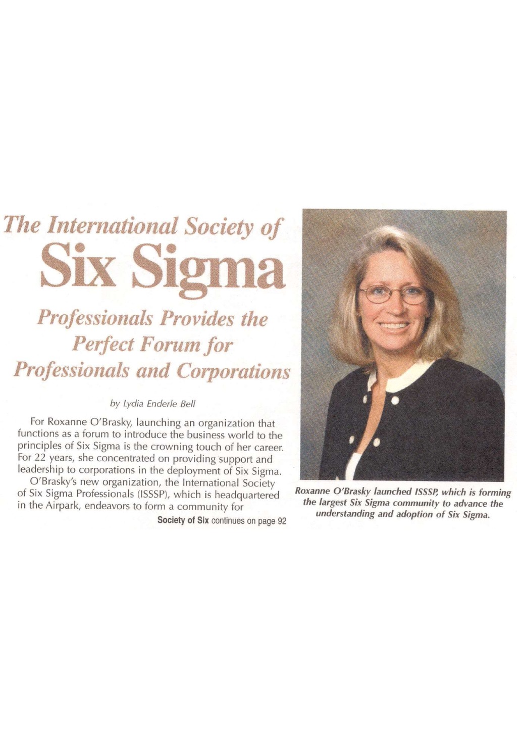The Internations Society of Six Sigma Professionals Provides the ...