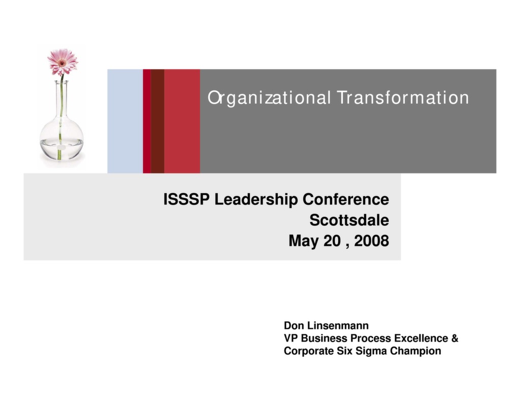 Organizational Transformation: Six Sigma at DuPont — ISSSP for Lean Six ...