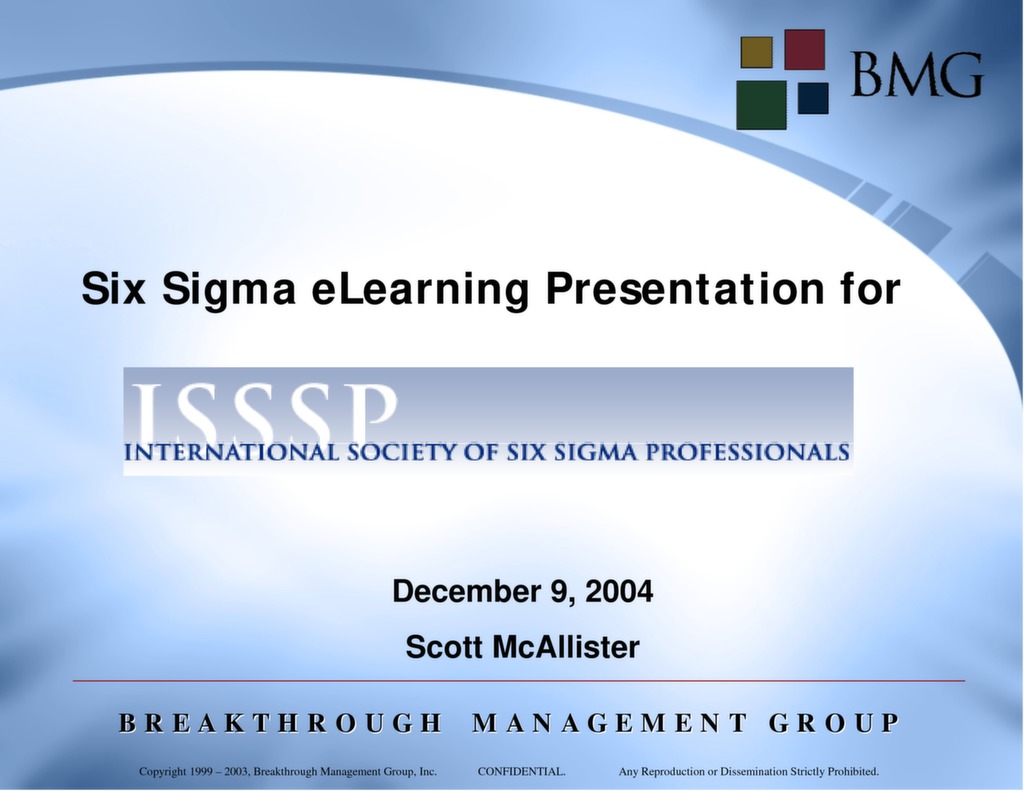Six Sigma eLearning — ISSSP for Lean Six Sigma