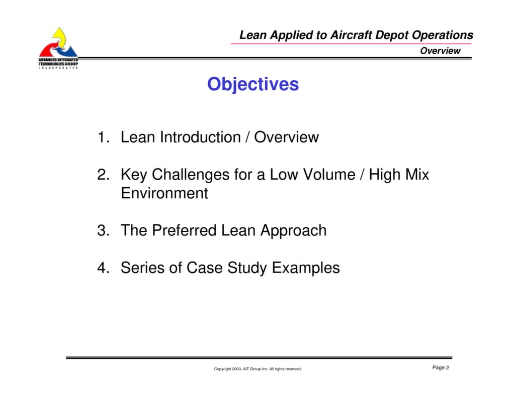 Lean Applied to Aircraft Depot Operations — ISSSP for Lean Six Sigma
