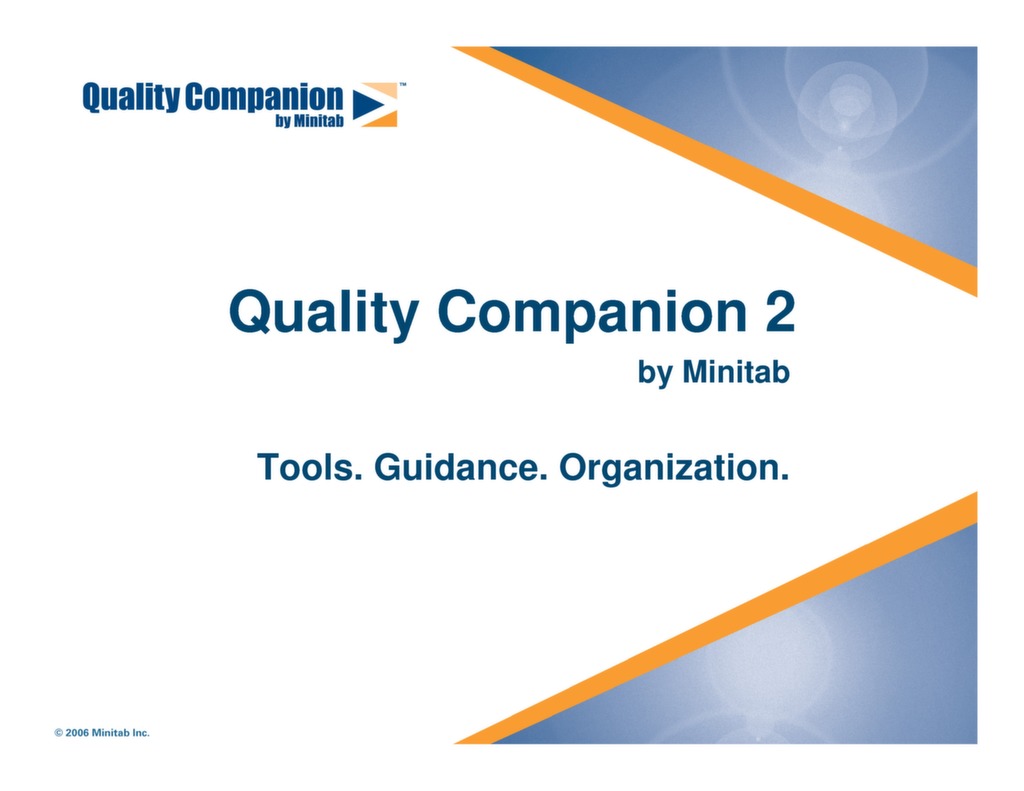 Quality Companion 2 by Minitab — ISSSP for Lean Six Sigma