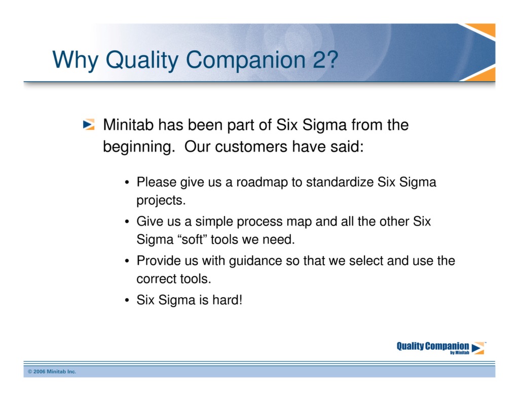 Quality Companion 2 by Minitab — ISSSP for Lean Six Sigma