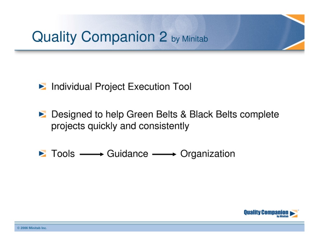 Quality Companion 2 by Minitab — ISSSP for Lean Six Sigma