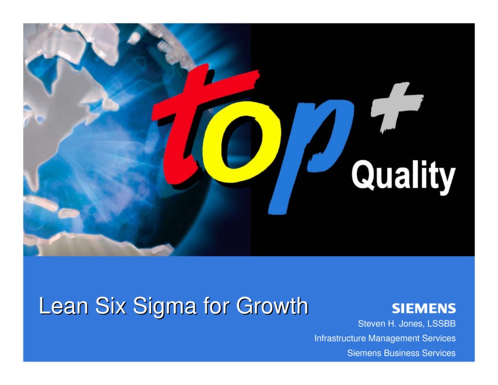 Lean Six Sigma for Growth — ISSSP for Lean Six Sigma