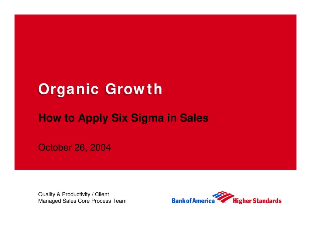 Organic Growth: How to Apply Six Sigma in Sales — ISSSP for Lean Six Sigma