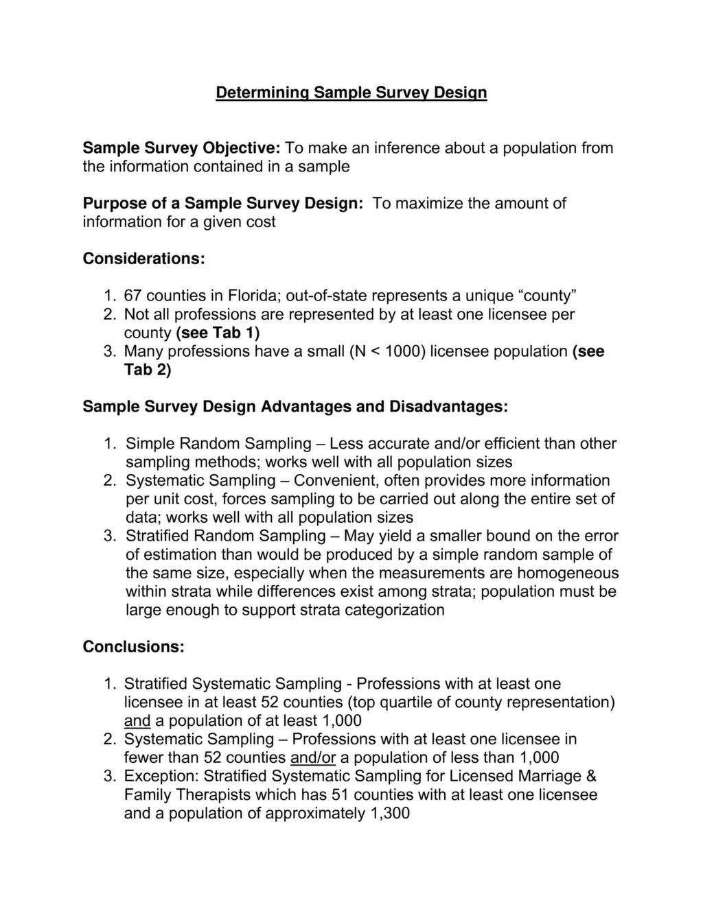 Survey Sample Design — ISSSP for Lean Six Sigma