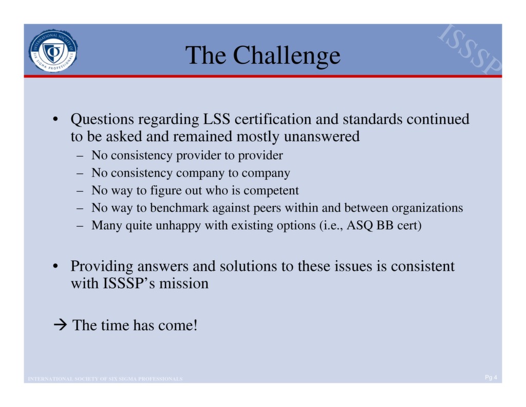 What's Your Sigma: (Part 1 of 3) — ISSSP for Lean Six Sigma