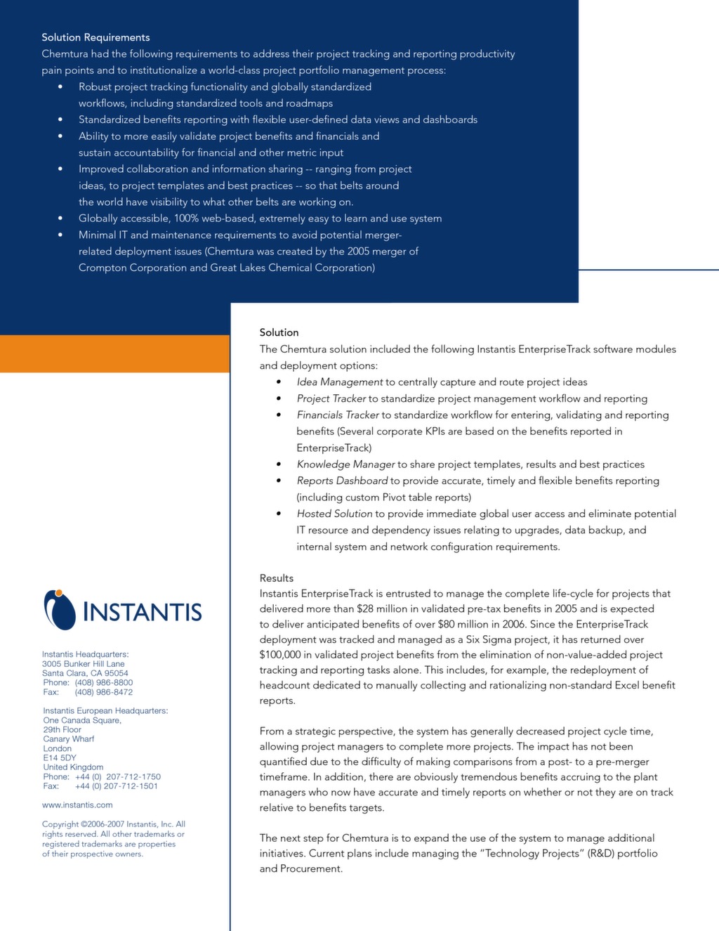 Instantis Customer Case Study: Chemtura Corporation — ISSSP for Lean ...