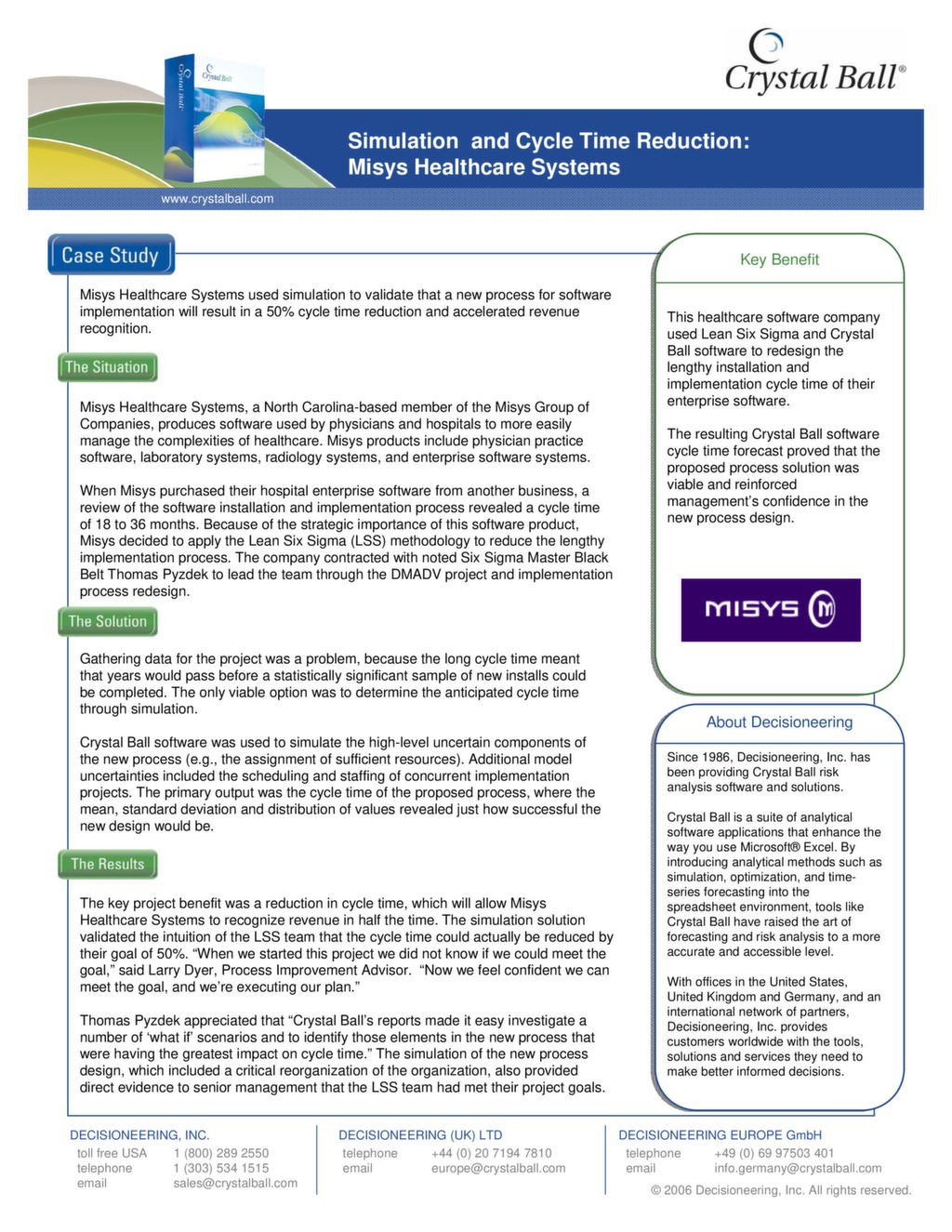Simulation and Cycle Time Reduction: Misys Healthcare Systems — ISSSP ...