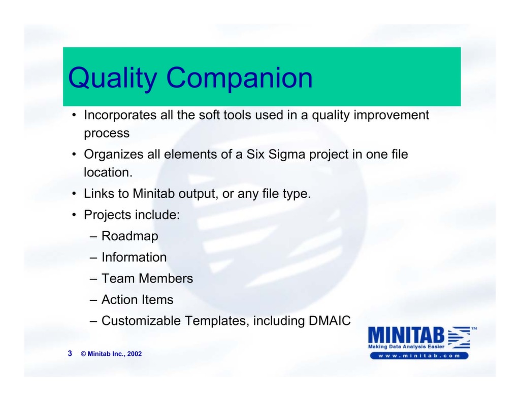 Minitab's Quality Companion — ISSSP for Lean Six Sigma