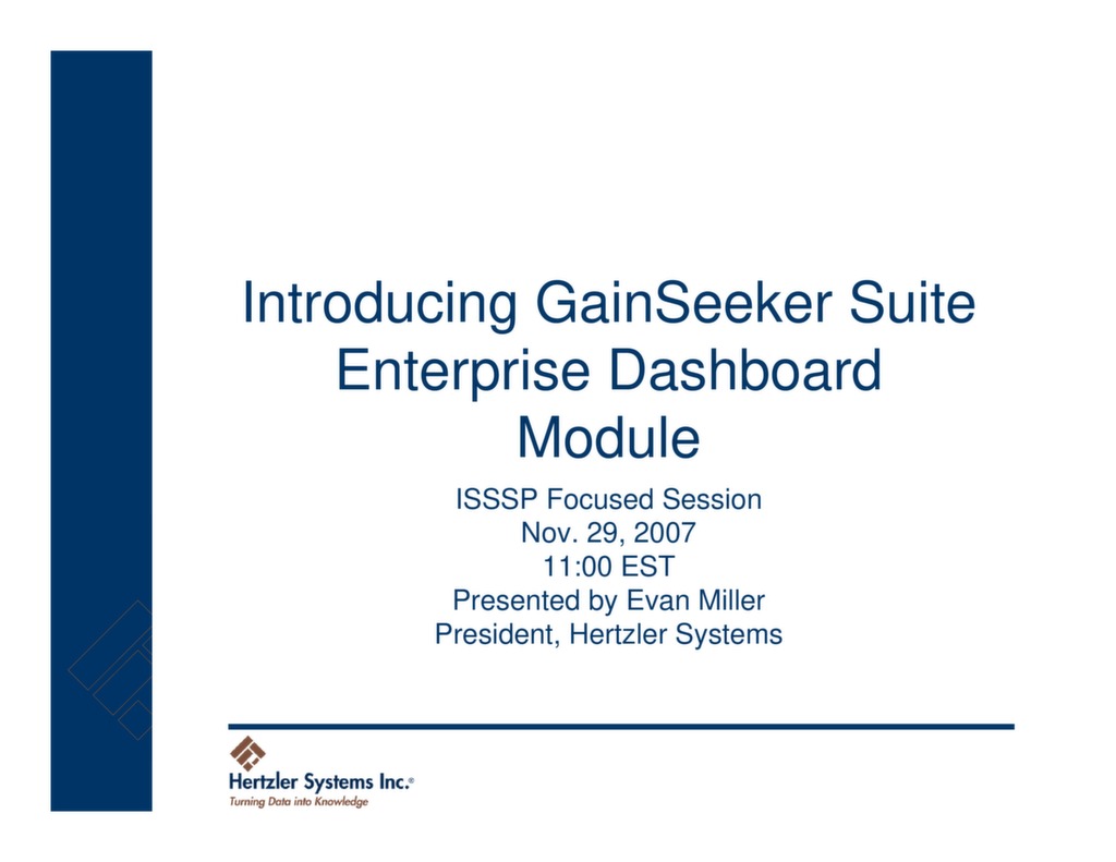 Introducing GainSeeker Suite Enterprise Dashboard Module — ISSSP for ...
